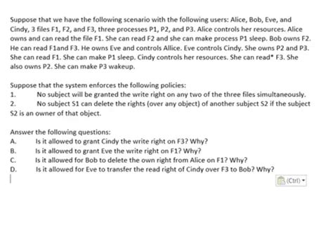 Solved Suppose That We Have The Following Scenario With The Chegg