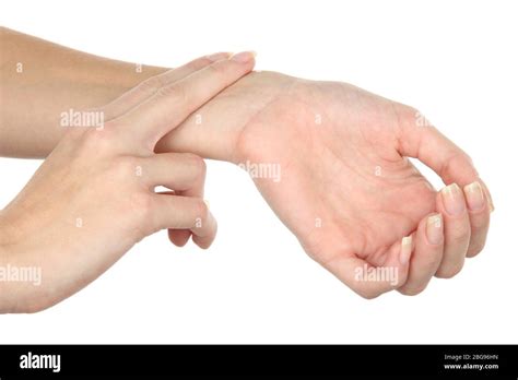 Measuring Pulse Isolated On White Stock Photo Alamy