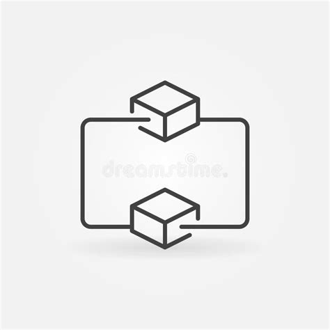Blockchain Technology Linear Vector Concept Icon Two Connected Blocks Symbol Stock Vector