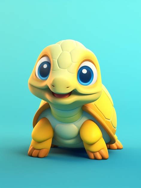 Premium Ai Image 3d Cute Turtle Character