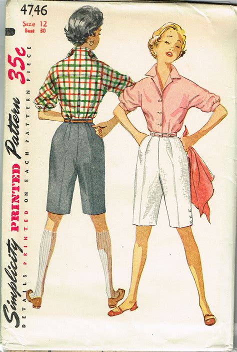1950s Vintage Simplicity Sewing Pattern 4746 Uncut Misses Shorts And Blo