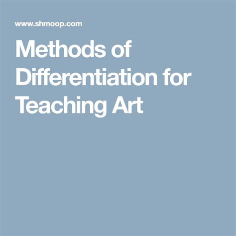 Methods Of Differentiation For Teaching Art Art Education Lessons