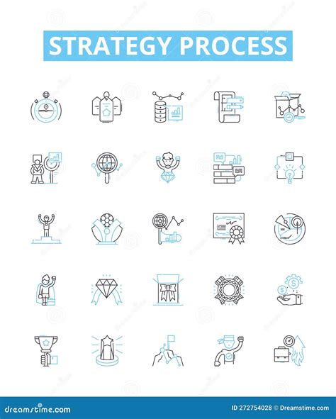 Strategy Process Vector Line Icons Set Planning Analysis Execution Decision Making