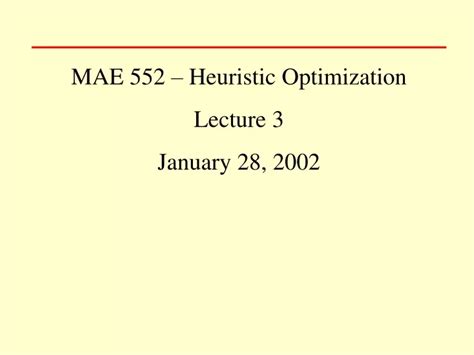 Ppt Mae Heuristic Optimization Lecture January