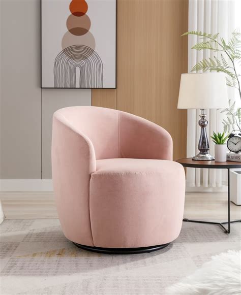 Swivel Accent Chair Velvet Barrel Chair Armchair With Black Powder