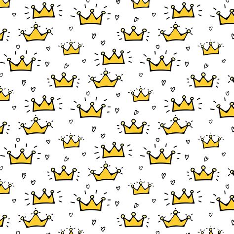 Hand Drawn Crown Vector Pattern Background Vector Illustration 628672