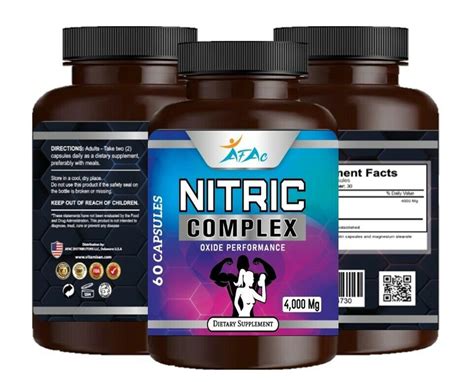 Nitric Oxide Complex 4000mg L Arginine Muscle Pump Growth Pills Aakg 60