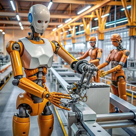 A Futuristic Assembly Line With Robots Working In Unison Premium Ai