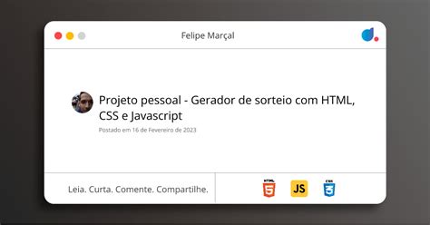 Projeto Pessoal Gerador De Sorteio Com Html Css E Javascript Felipe Marçal Html