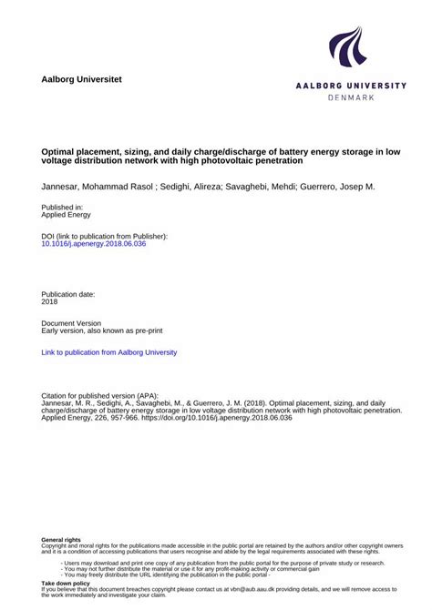 Pdf Aalborg Universitet Optimal Placement Sizing And Daily