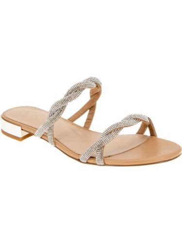 Bcbgeneration Womens Beige Dastin Block Heel Slip On Slide Sandals