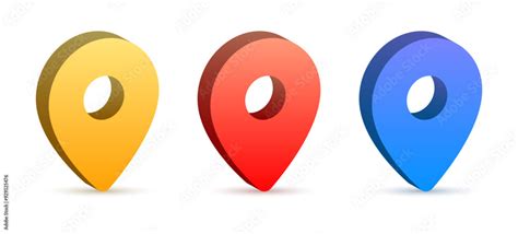3d location map pointer icon place pin marker sign isometric red gps map pointers in flat