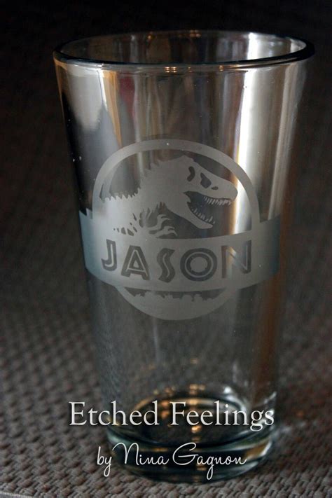 Personalized Jurassic Park Pint Glass Personalized Dinosaur Etsy
