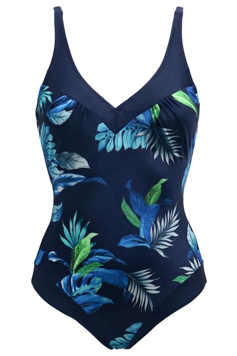 Palermo Contour Tummy Control Swimsuit In Navy Tropical Pour Moi