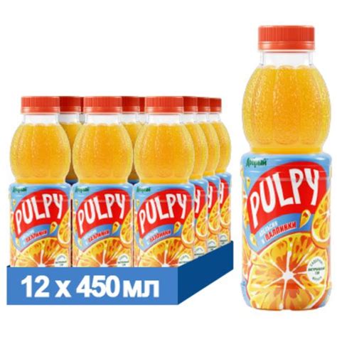 Напиток Добрый Палпи апельсиновый, Pulpy Апельсин, 12 шт х 0,45 л. ПЭТ ...