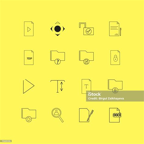 Kumpulan Ikon Linear File Dan Folder Ikon Kerangka Sederhana Ilustrasi
