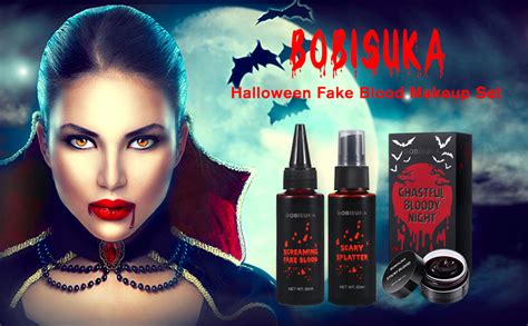 Amazon BOBISUKA 3PCS Halloween Fake Blood Makeup Kit Coagulated