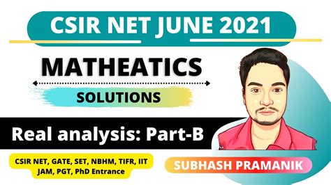 Csir Net June 2021 Real Analysis Part B Gate Set Nbhm Tifr Iit Jam Hypothesis Youtube