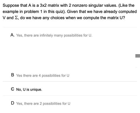 Solved Suppose That A Is A 3x2 Matrix With 2 Nonzero