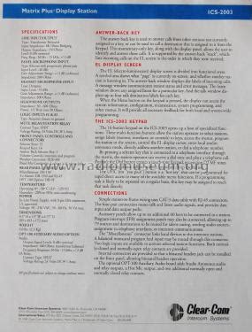 ICS 2003 Misc Clear Com LLC Alameda CA Build 1997 1998 Radiomuseum Org