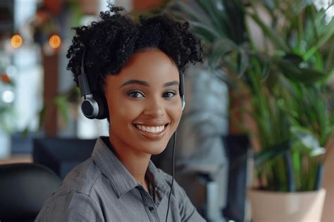Premium Photo Smiling Call Center Employee Providing Customer Support