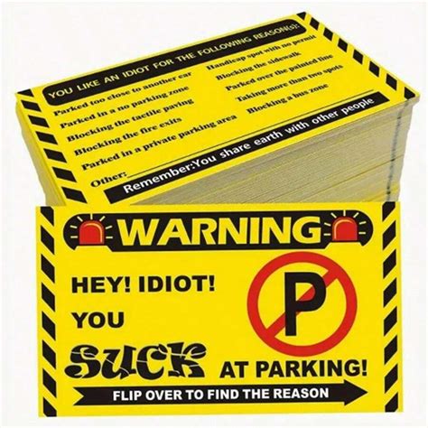 50pcs Pack Funny Parking Cards Parking Warning Bad Parking Warning