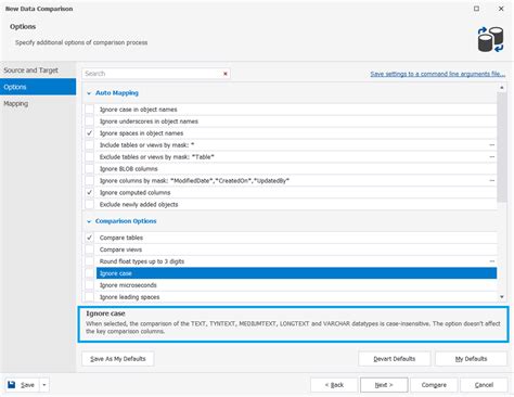 Run Case Sensitive Comparisons