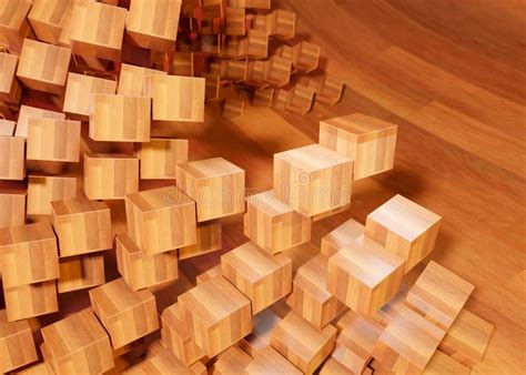 3d Rendering Of A Stack Of Wooden Cubes Abstract Background Stock Illustration Illustration