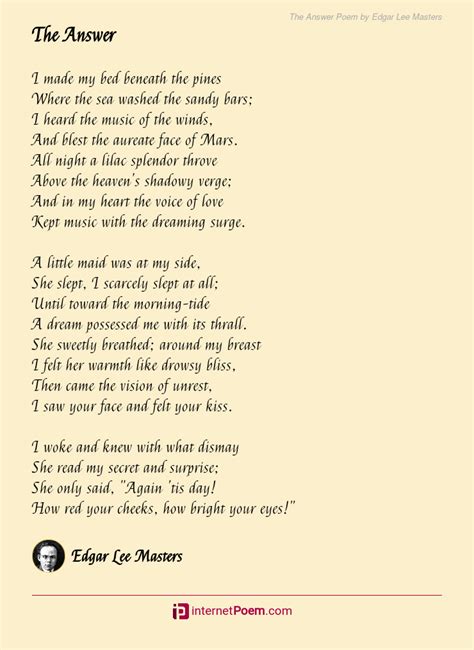 The Answer Poem By Edgar Lee Masters