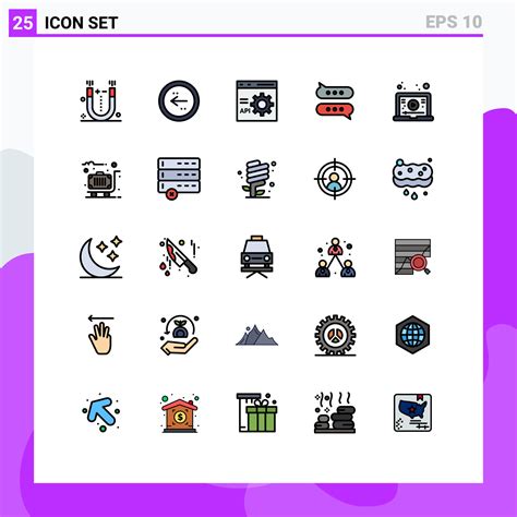 Group Of 25 Modern Filled Line Flat Colors Set For Chatting Chat Left Bubble Development