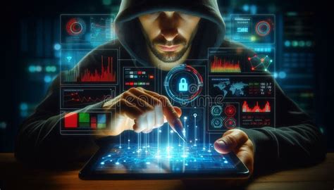 Cybersecurity Analysis With Digital Interface Stock Illustration