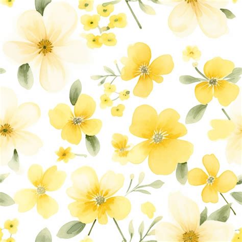 Premium AI Image Vibrant Yellow Floral Watercolor Seamless Pattern