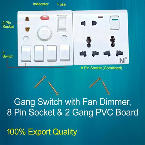 Gang Switch Socket Regulator With Pvc Back Part Board Combo 3 In 1