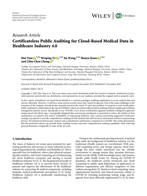 Pdf Certificateless Public Auditing For Cloud Based Medical Data In Healthcare Industry 4 0