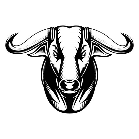 Vector Illustration Front View Of Bull Head 2450292 Vector Art At Vecteezy