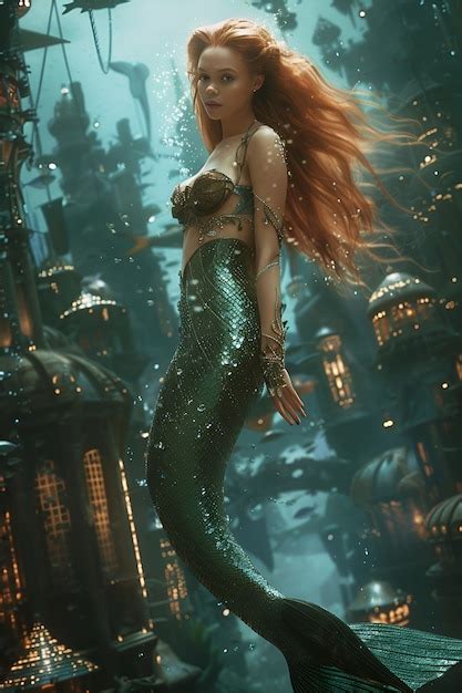 Free Photo Portrait Of Female Mermaid With Fantasy Tail And Dreamy