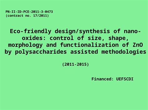 Ppt Eco Friendly Designsynthesis Of Nano Oxides Control Of Size
