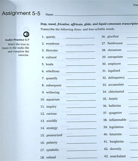 Solved Chapter 5 5 Name Stop Nasal Fricative Affricate Glide And Liquid Consonant