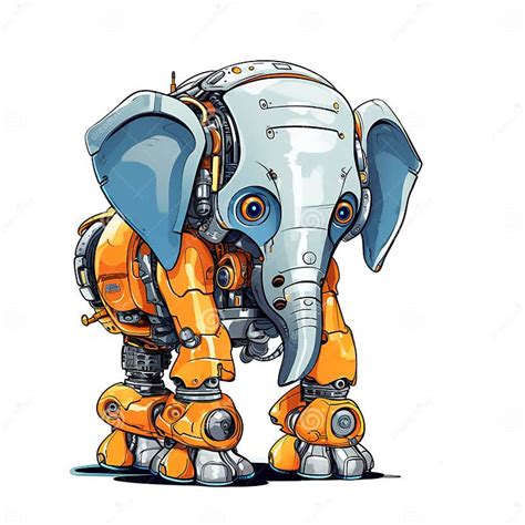 Cartoon Elephant Robots T Shirt Sticker Funny Cyborg Ai Generated