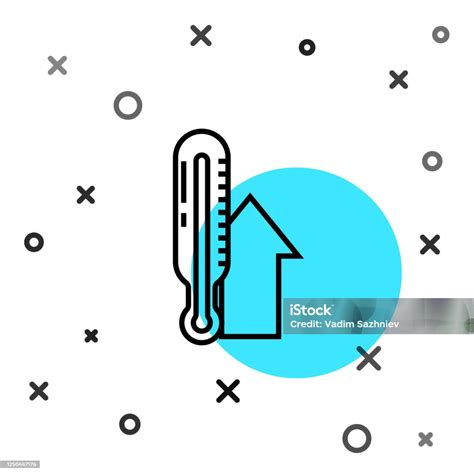 Garis Hitam Ikon Pengukur Termometer Meteorologi Terisolasi Pada Latar