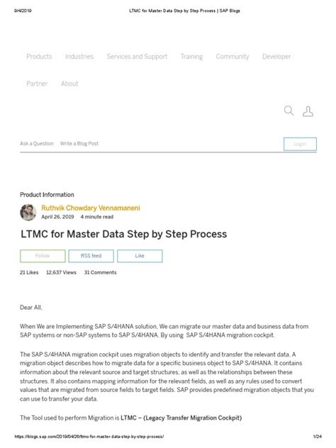 Ltmc For Master Data Step By Step Process Sap Blogs Pdf Microsoft Excel Sap Se