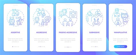 Communication Patterns Blue Gradient Onboarding Mobile App Screen Walkthrough 5 Steps Graphic