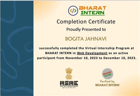 Jahnavi Bogita On Linkedin Bharatintern Webdevelopment Internship