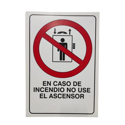 Aviso en acrílico En caso de incendio no use el ascensor WCP Ingeniería