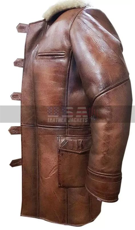 Tom Hardy Dark Knight Rises Fur Shearling Brown Leather Coat