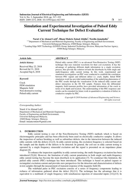 Pdf Simulation And Experimental Investigation Of Pulsed Eddy Current