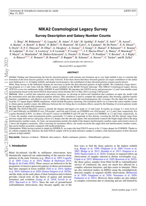 Pdf Nika2 Cosmological Legacy Survey Survey Description And Galaxy