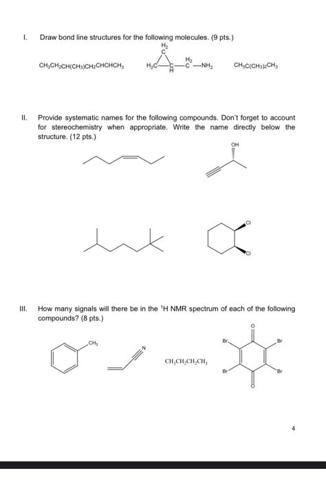 Solved 1 Draw Bond Line Structures For The Following Chegg