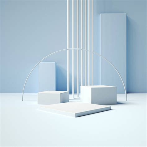 C4d简约浅色蓝色商务立体背景主图背景
