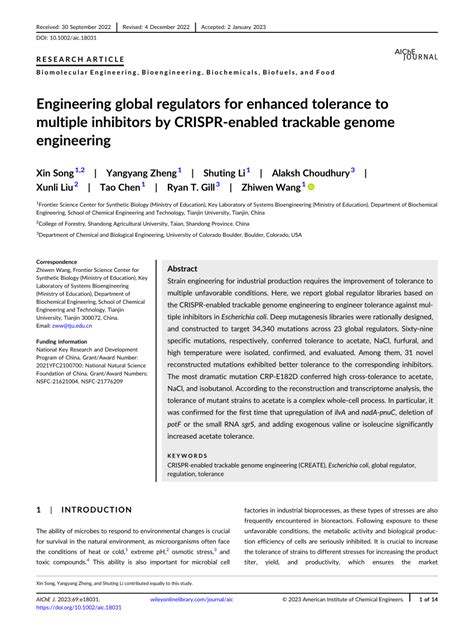 Engineering Global Regulators For Enhanced Tolerance To Multiple Inhibitors By Crispr‐enabled